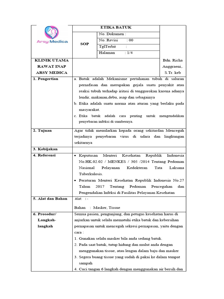Sop Etika Batuk | PDF