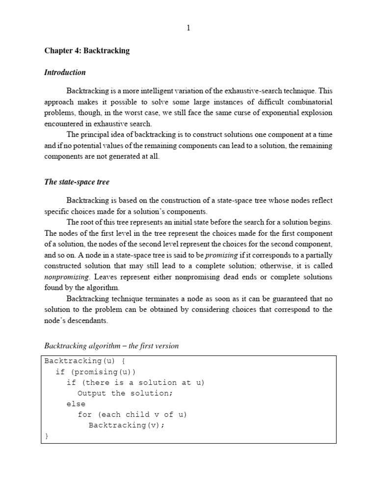 Chapter 4 Backtracking Student | Download Free PDF | Computer Science | Computational Complexity ...