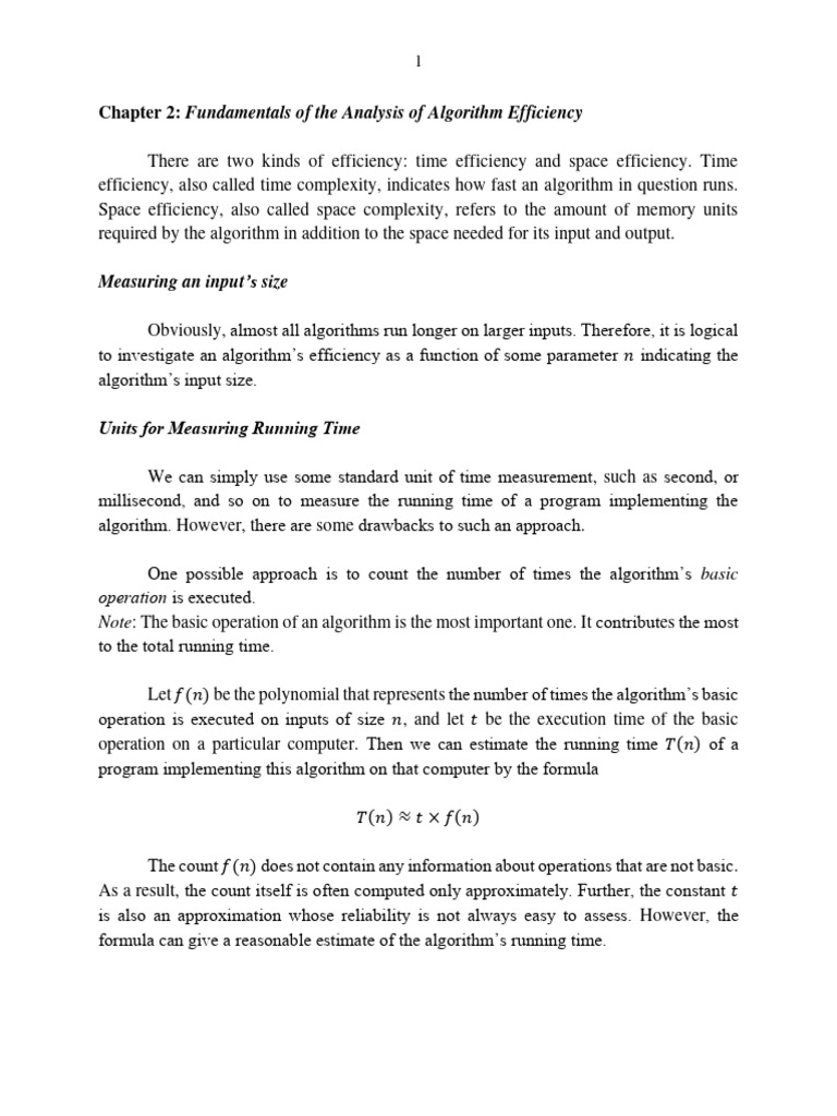 Chapter 2 Fundamentals of The Analysis of Algorithm Efficiency Student | PDF | Recurrence ...