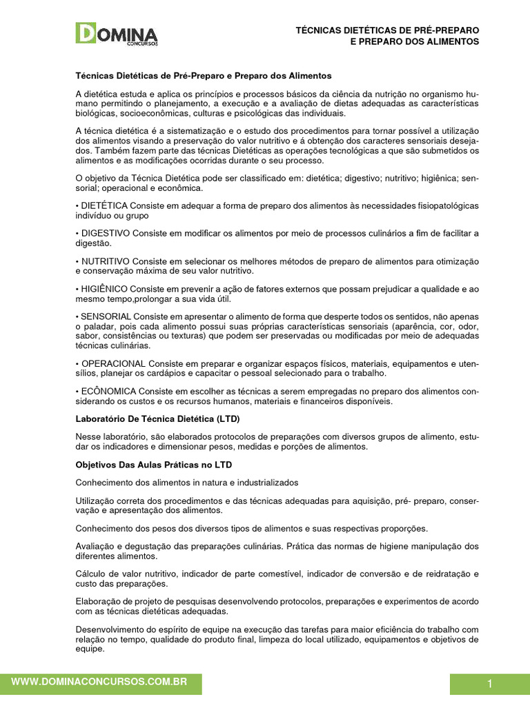 Técnicas de Pré-Preparo de Alimentos | PDF | Leite | Queijo