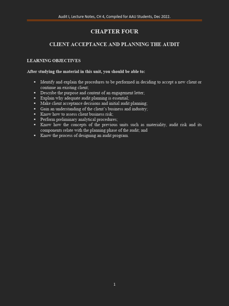 Audit One, CH 4 - 2022 Version-Student Version | PDF | Audit | Internal Control