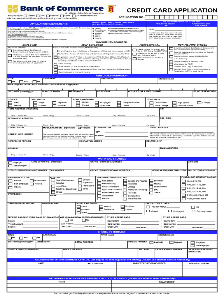 Exhibit No. 1 Revised Downloadable Credit Card Application Form 1 | PDF ...