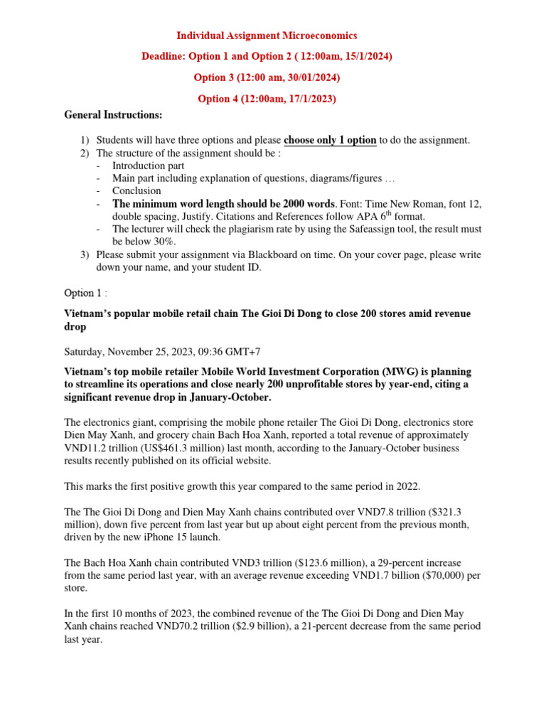 Individual Assignment Microeconomics 2023-2024 | Download Free PDF ...