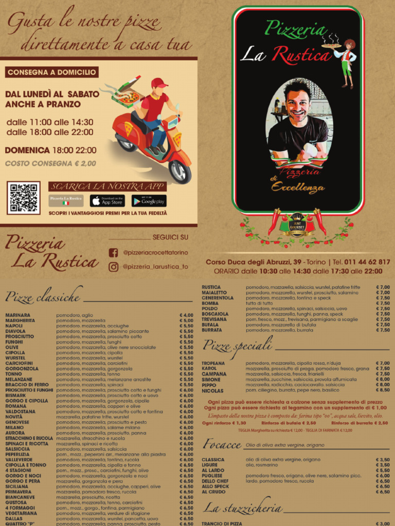 Pizzeria La Rustica Menu | PDF