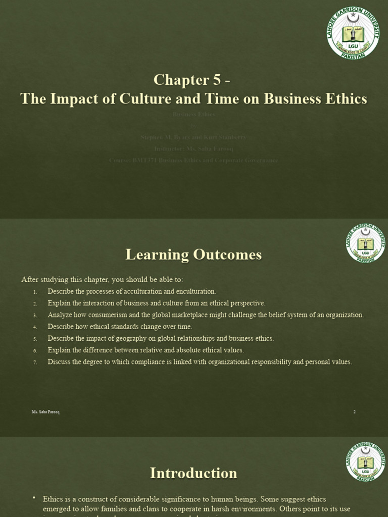 Chapter 5 - The Impact of Culture and Time On Business Ethics. | PDF ...
