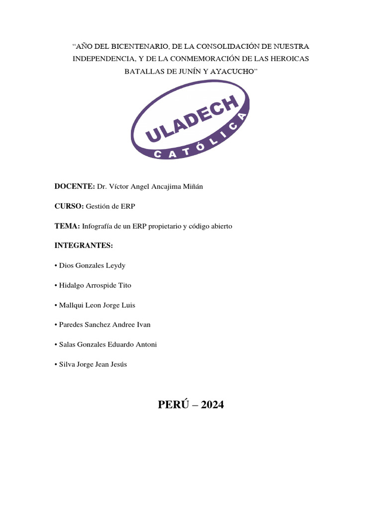Infografía de Un ERP Propietario y Código Abierto | PDF | Planificación ...