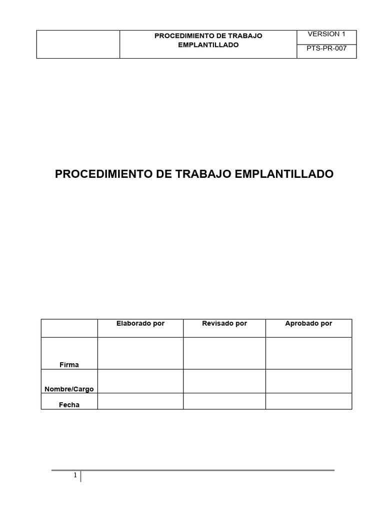 7.-PT Emplantillado PTS-PR-007 | PDF