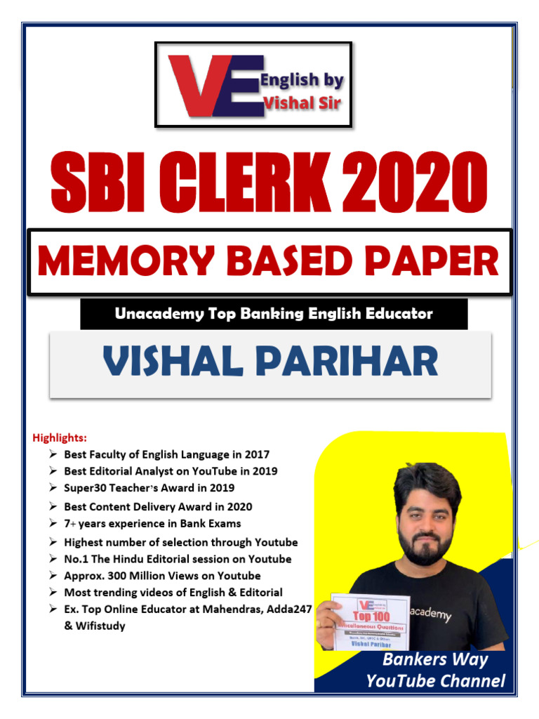 SBI Clerk English Prep Guide | PDF | English Language | Verb