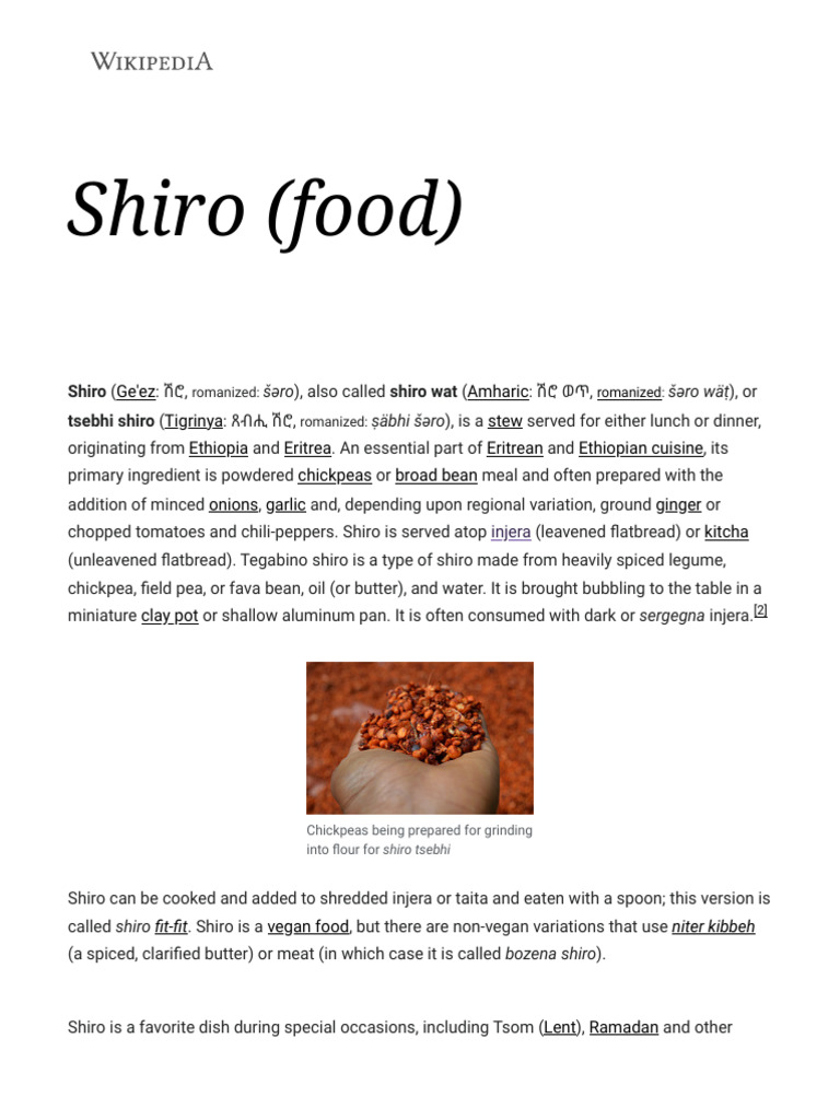 Shiro (Food) - Wikipedia | PDF | Cuisine | Foods