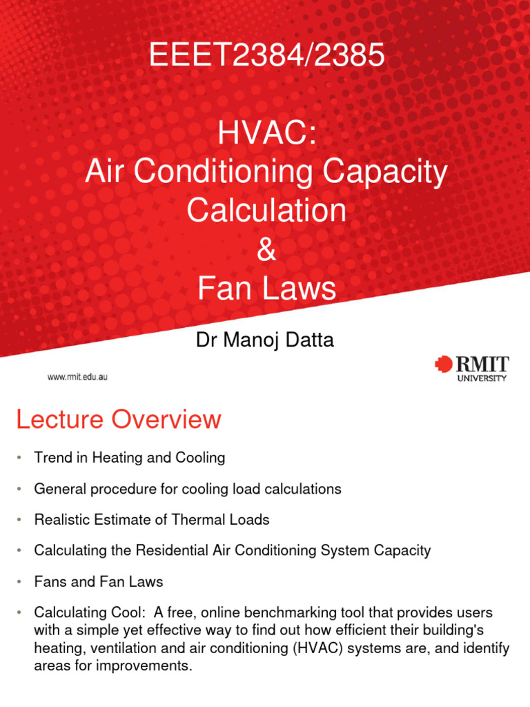 Lecture 12-HVAC-Air Conditioning Capacity Calculation and Fan Laws - 2021-1 | PDF | Air ...