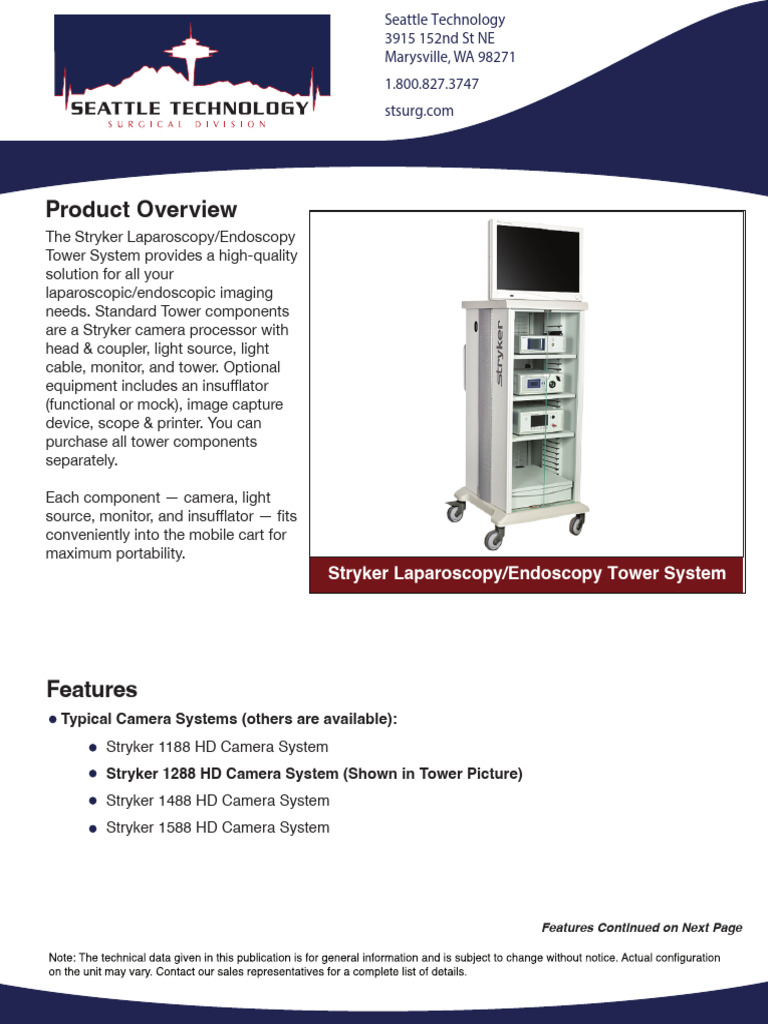 Stryker Laparoscopy Endoscopy Tower System | PDF | Camera | Computer ...