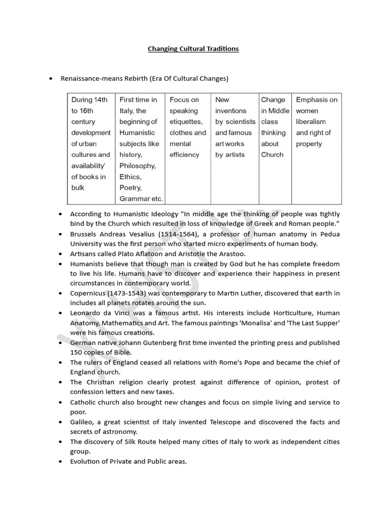 Class 11 Notes on Changing Traditions | PDF | History