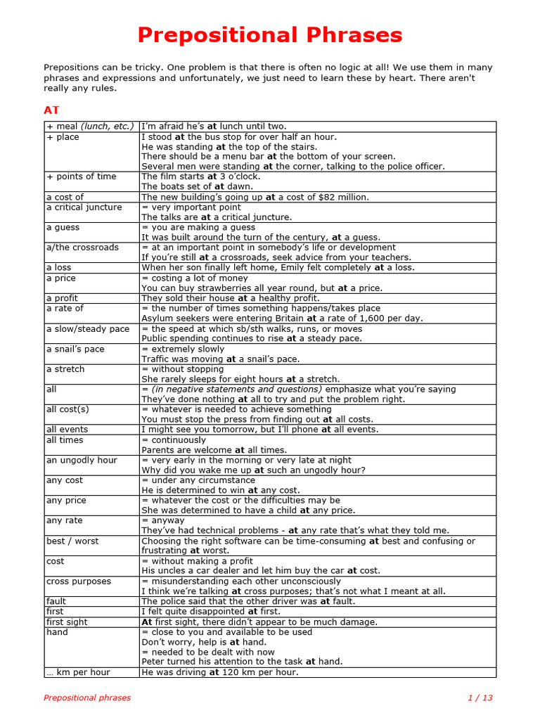 Prepositional Phrasesnew | PDF | Books | Cheque