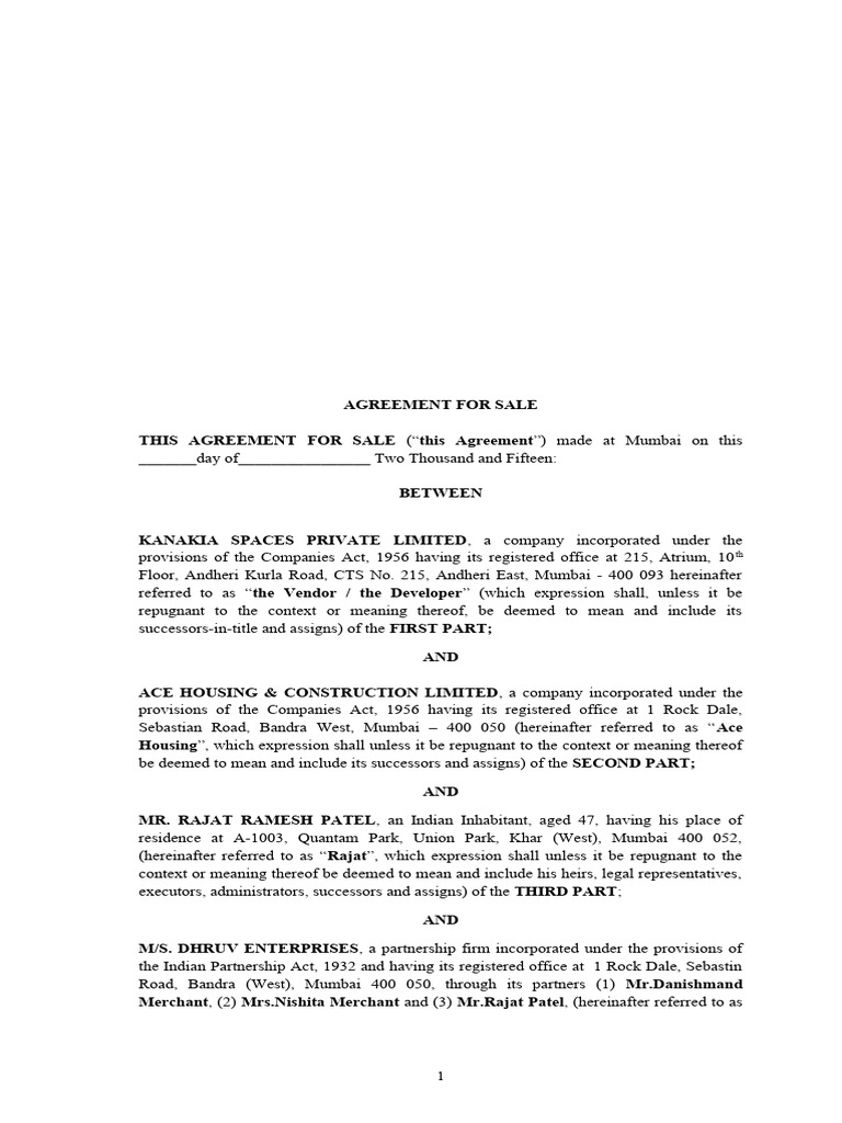 Sale Agreement in SRA | PDF | Taxes | Value Added Tax