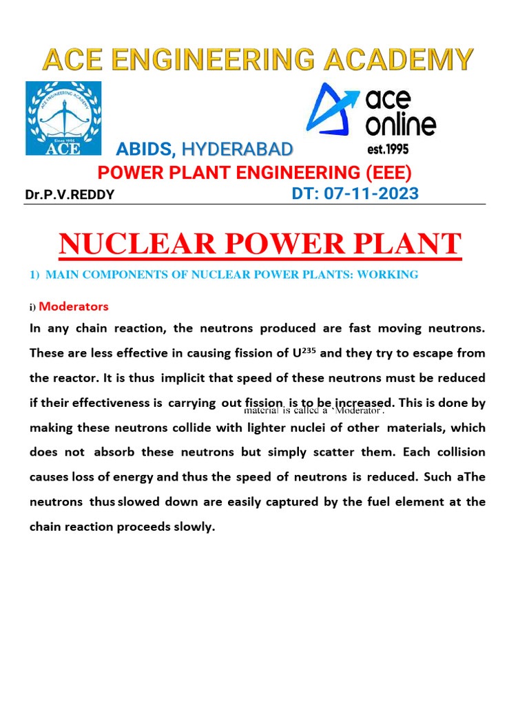18) Notes - Nuclear Power Plant | PDF | Nuclear Reactor | Nuclear Power ...