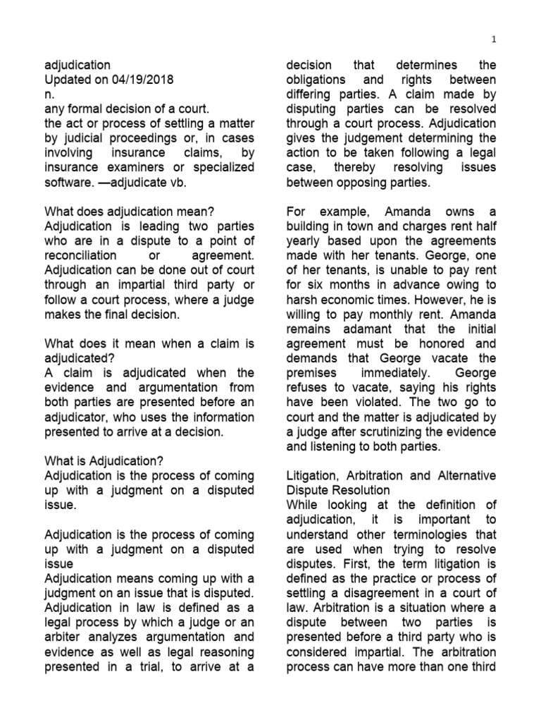 Adjudication Psycho | PDF | Adjudication | Arbitration