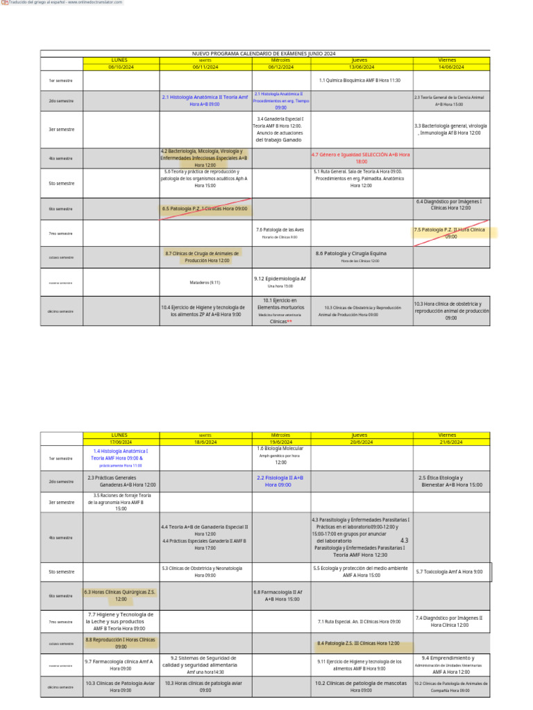 ΠΡΟΓΡΑΜΜΑ ΕΞΕΤΑΣΤΙΚΗΣ ΙΟΥΝΙΟΥ 2024.El.es | PDF | Patología | Cuidado de ...