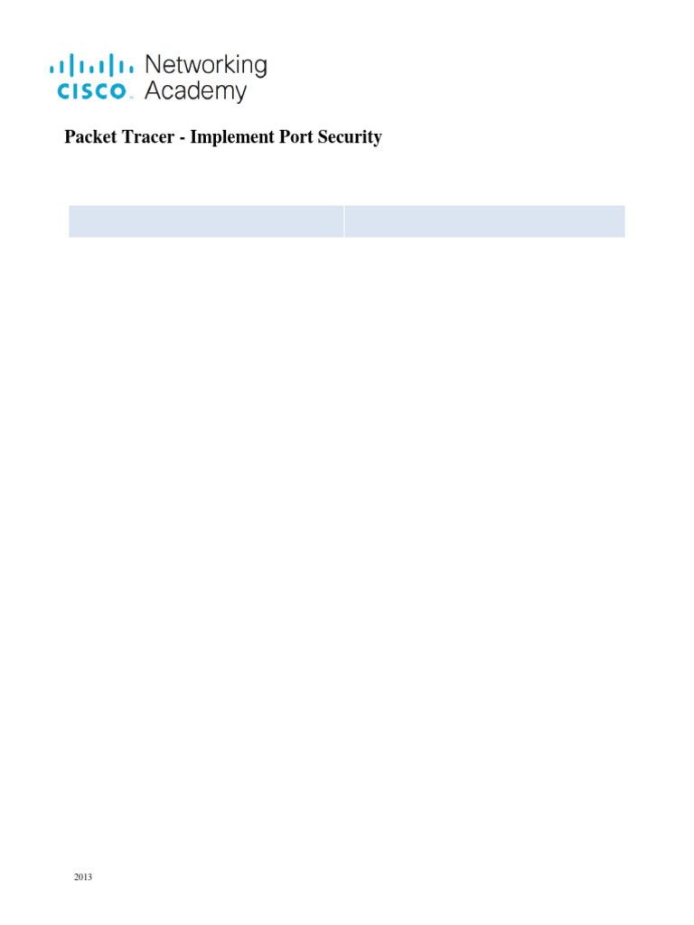 11.1.10 Packet Tracer - Implement Port Security - ILM | PDF | Network ...