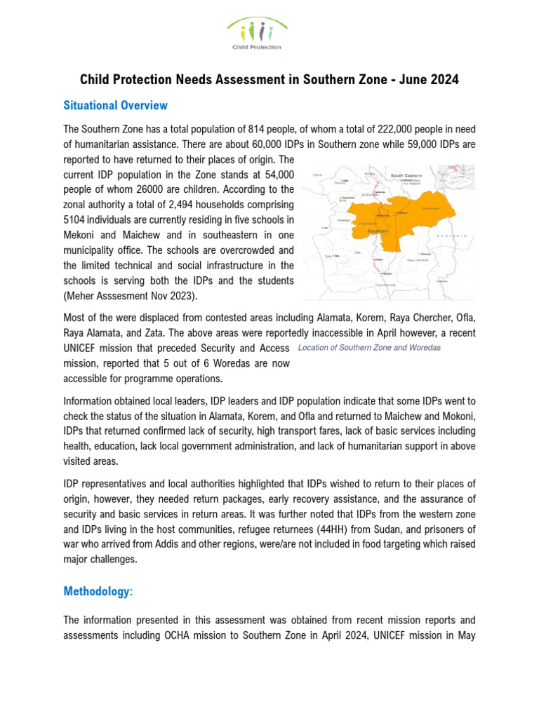 Child Protection Assessment in Southern Zone June 2024 | PDF ...
