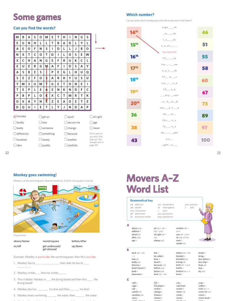 Young Learners Movers Word List Picture Book | PDF | Adverb | Morphology