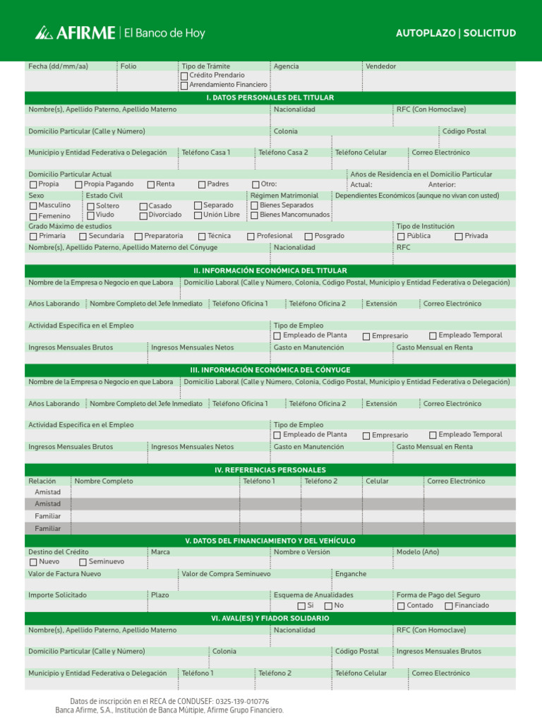 Solicitud Afirme | PDF | Bancos | Biometría