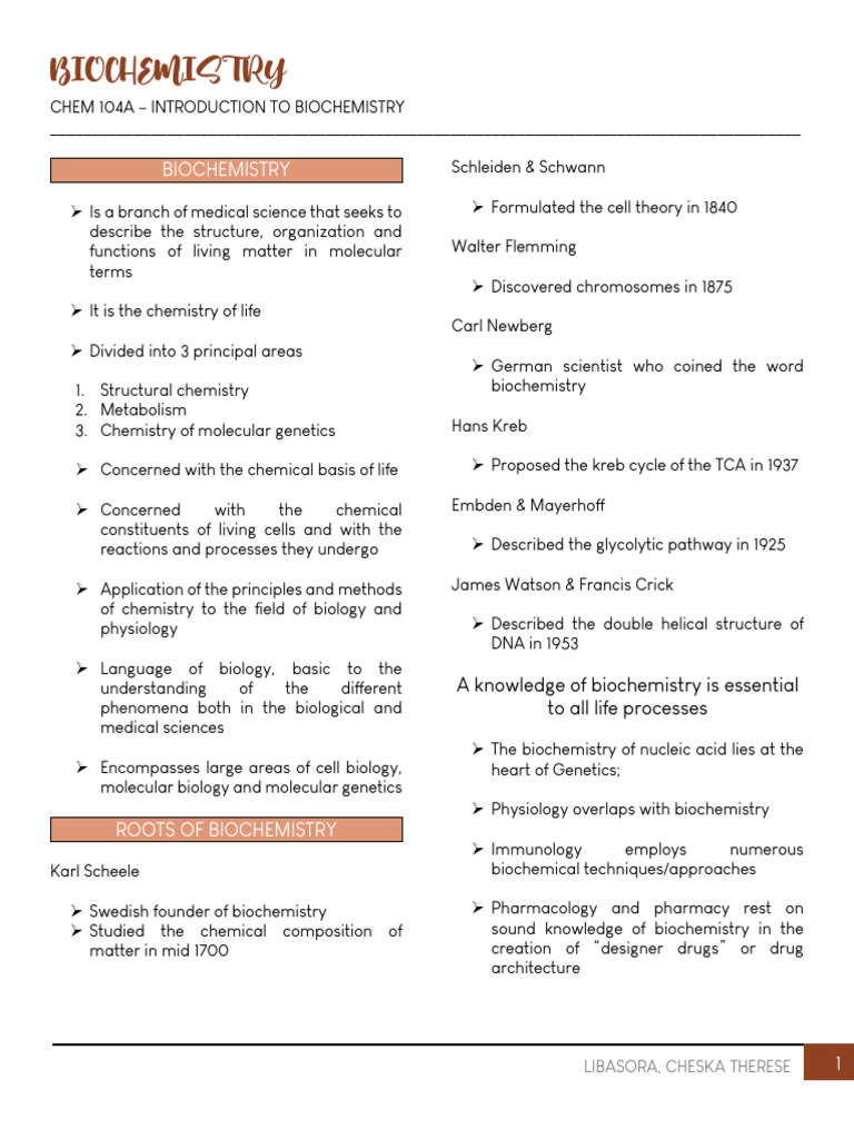Chem 104a Biochem 1 | Download Free PDF | Biochemistry | Chemistry