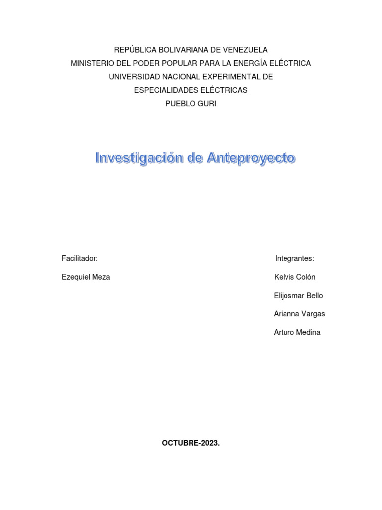 Equipo3. Investigacion de Anteproyecto | PDF