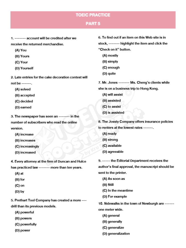 TOEIC Practice ชุดที่ 2 | PDF