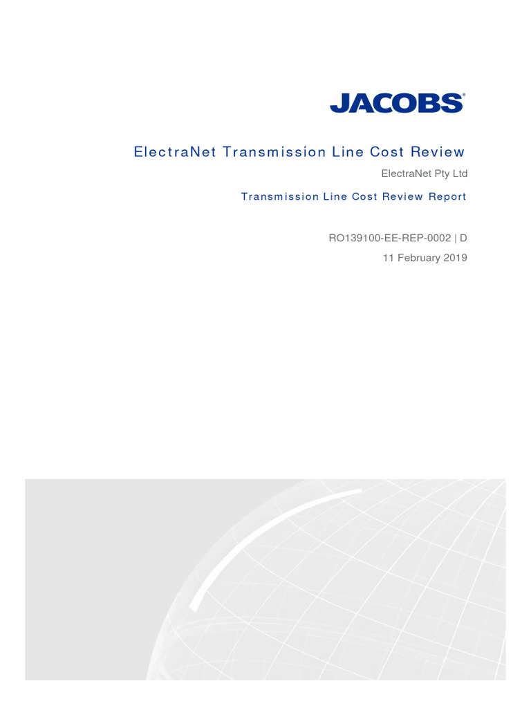 ElectraNet Transmission Line Cost Review Jacobs | PDF | Electric Power Transmission | High ...