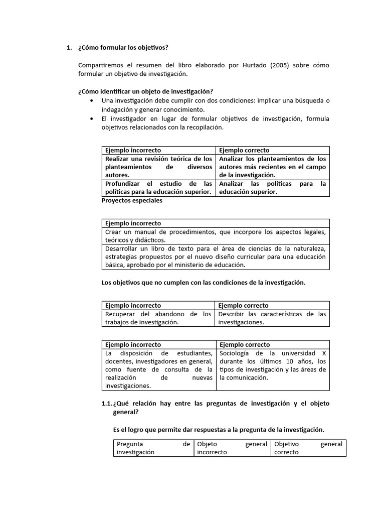 Cómo formular los objetivos | Descargar gratis PDF | Cognición