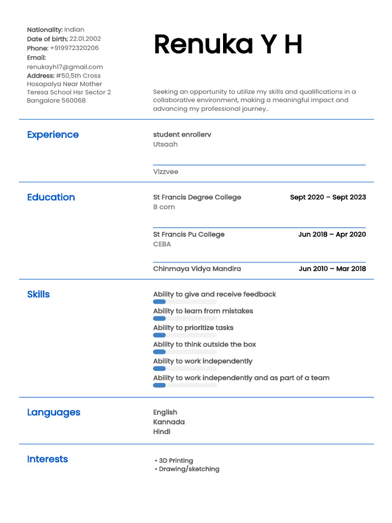 Renuka - Resume - 446 | PDF