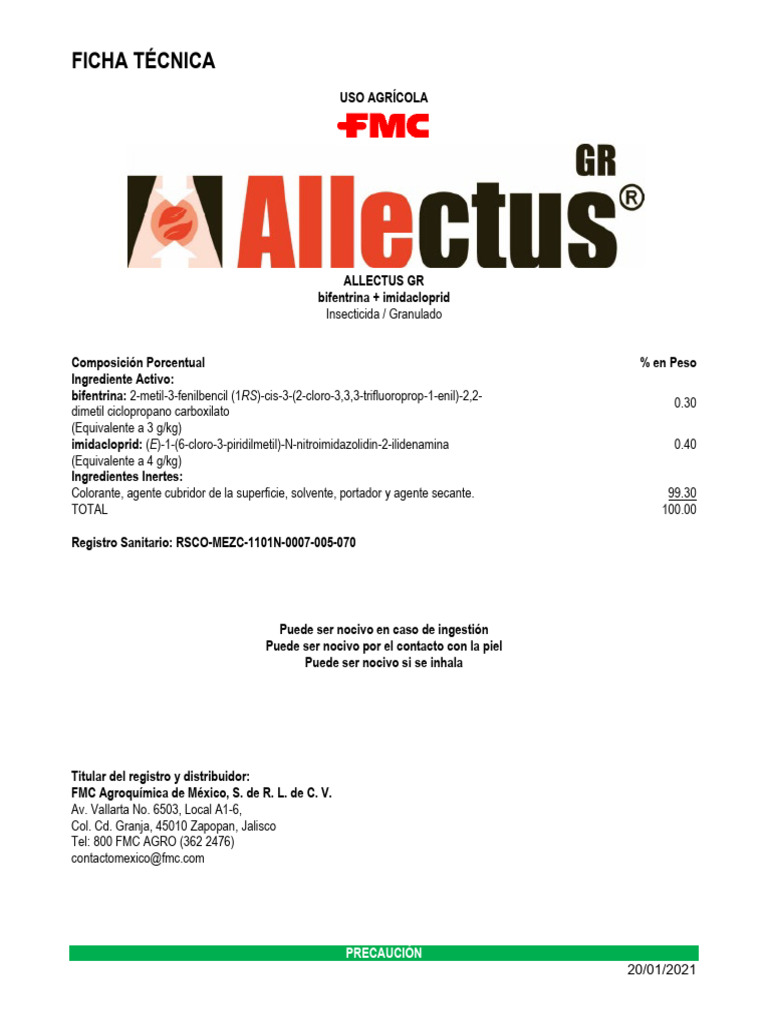 Ficha Tecnica Allectus GR | PDF | Fertilizante