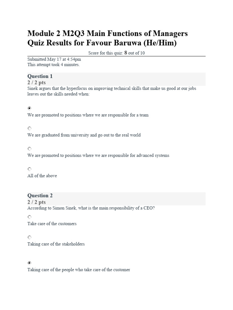 Bus5001 Module 2 Quiz | PDF | Self-Improvement