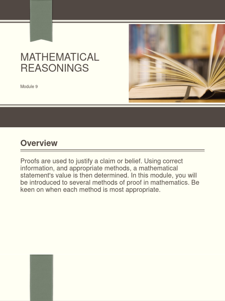 MODULE 9 - Math Reasoning | PDF | Mathematical Proof | Deductive Reasoning