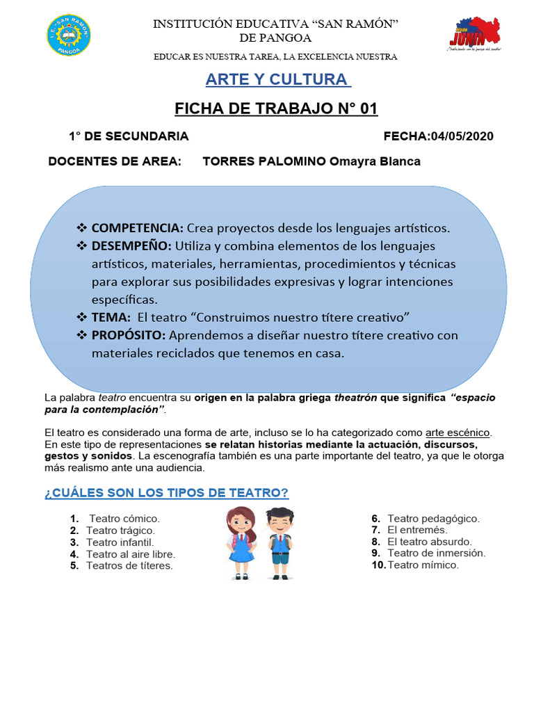 Ficha de Arte Primero #01 | PDF | Teatro | Marionetas