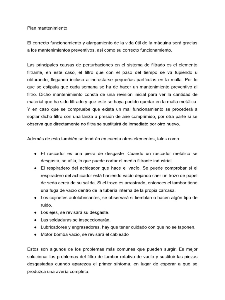 Plan Mantenimiento | PDF