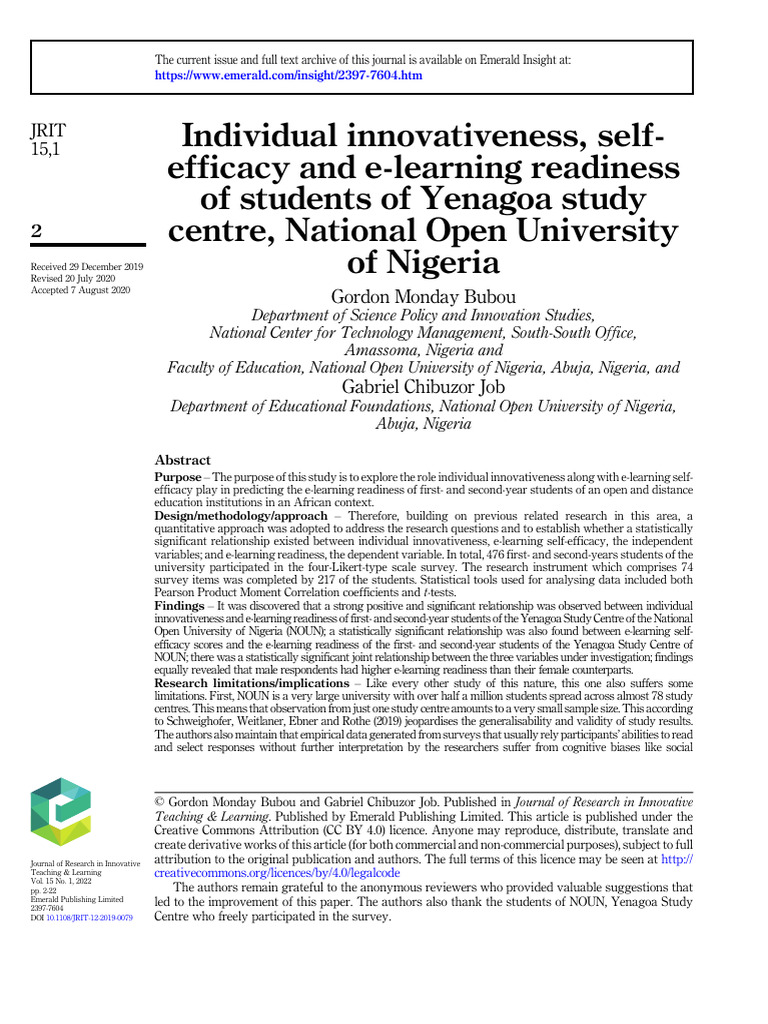 10 1108 - Jrit 12 2019 0079 | PDF | Self Efficacy | Educational Technology