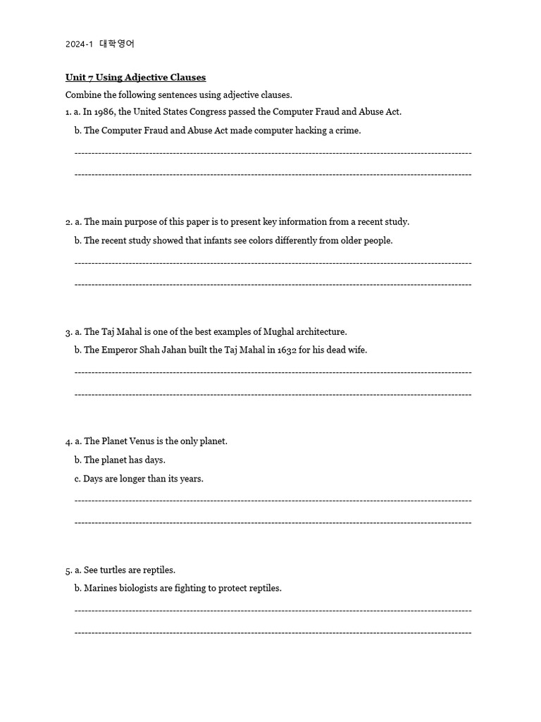 Unit 7 Using Adjective Clauses | PDF | Law