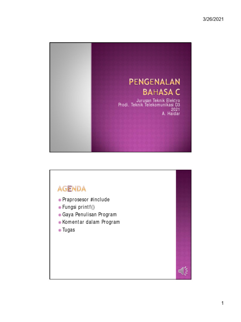 Bab 3 Pengenalan Bahasa C | PDF