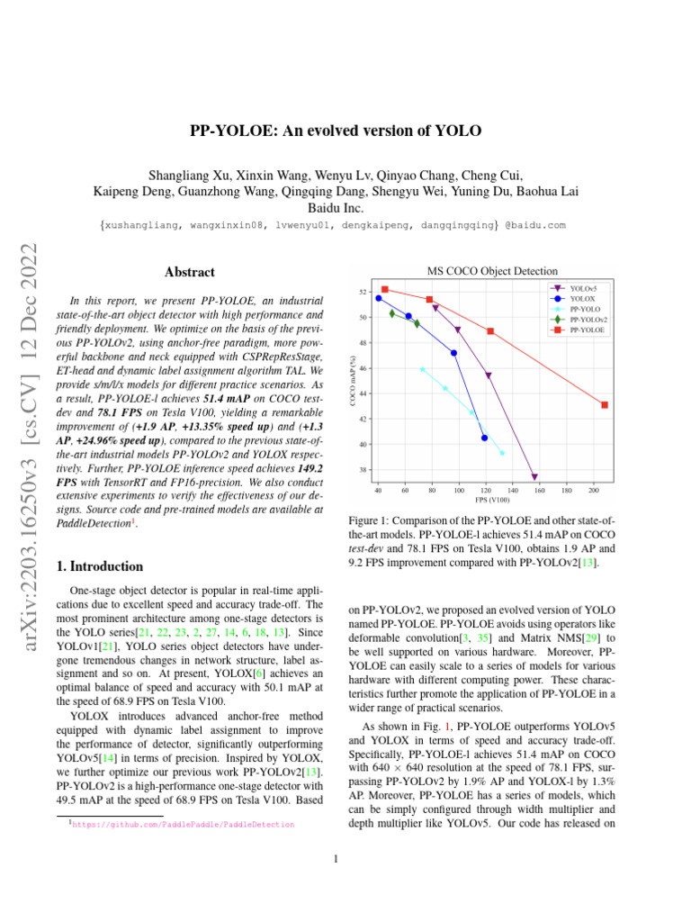 PP - YOLOE - An Evolved Version of YOLO | PDF | Statistical Classification | Statistical Inference