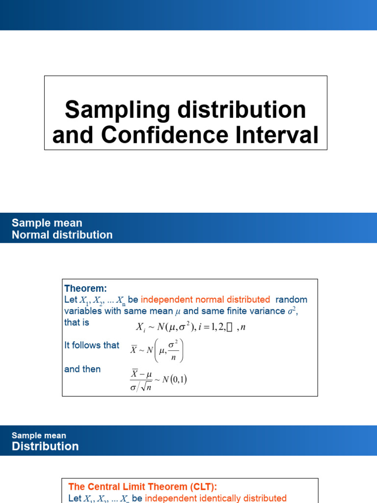 Sampling Distribution and Confidence Intervals | Download Free PDF ...