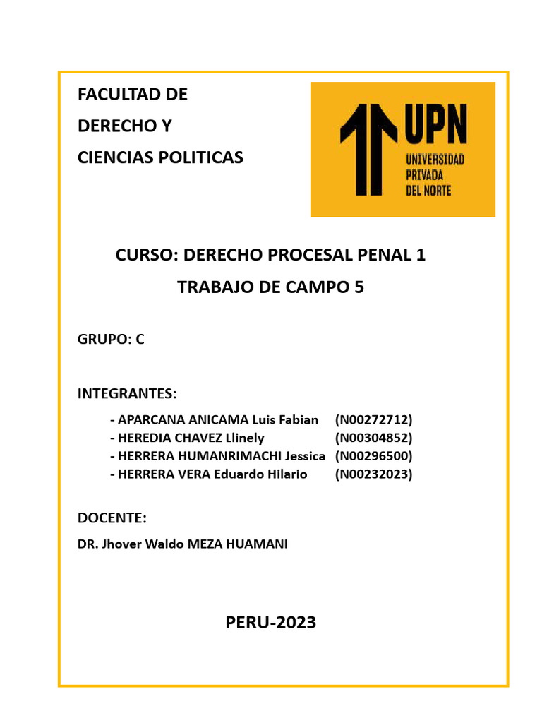 Trabajo de Campo 5 DPP1 | PDF | Queja | Derecho penal