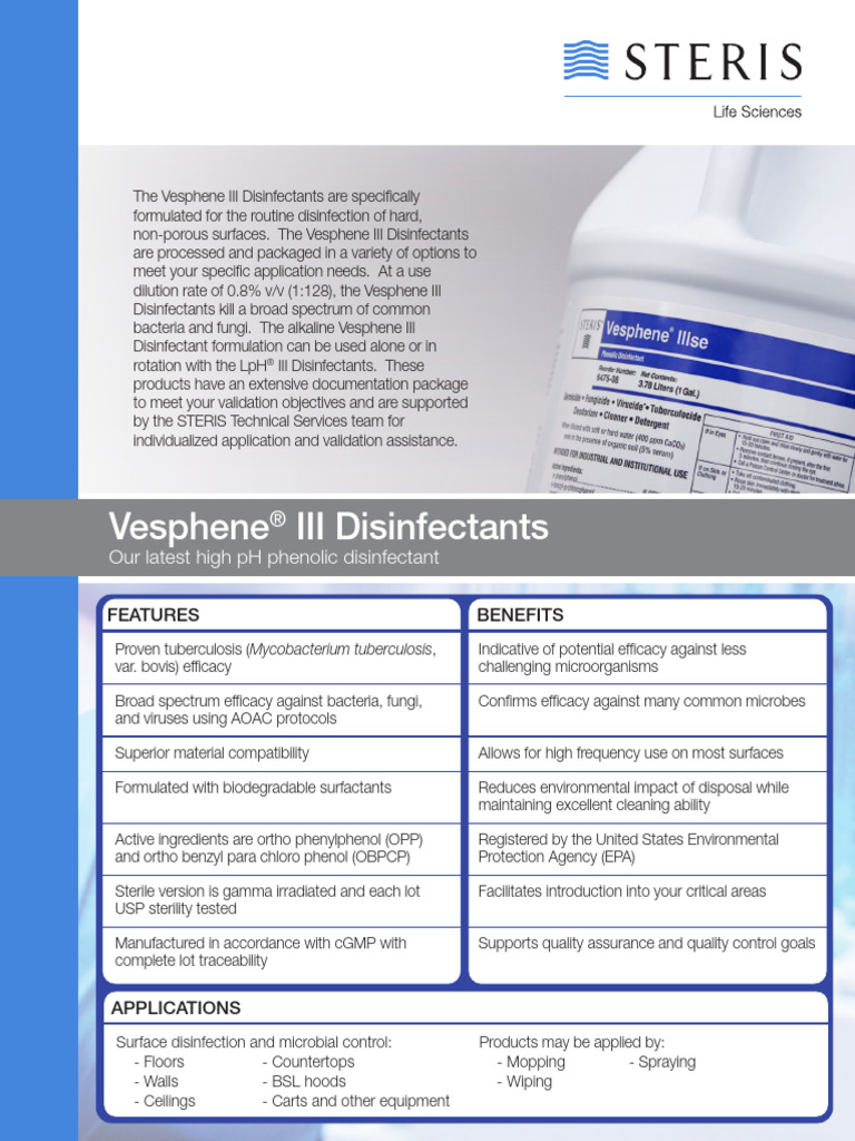 1505 DESINFECTANTE FENOLICO ALCALINO Vesphene - III - Disinfectants ...