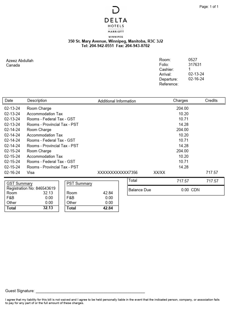 Delta Hotel Receipt | Download Free PDF | Economies | Public Finance