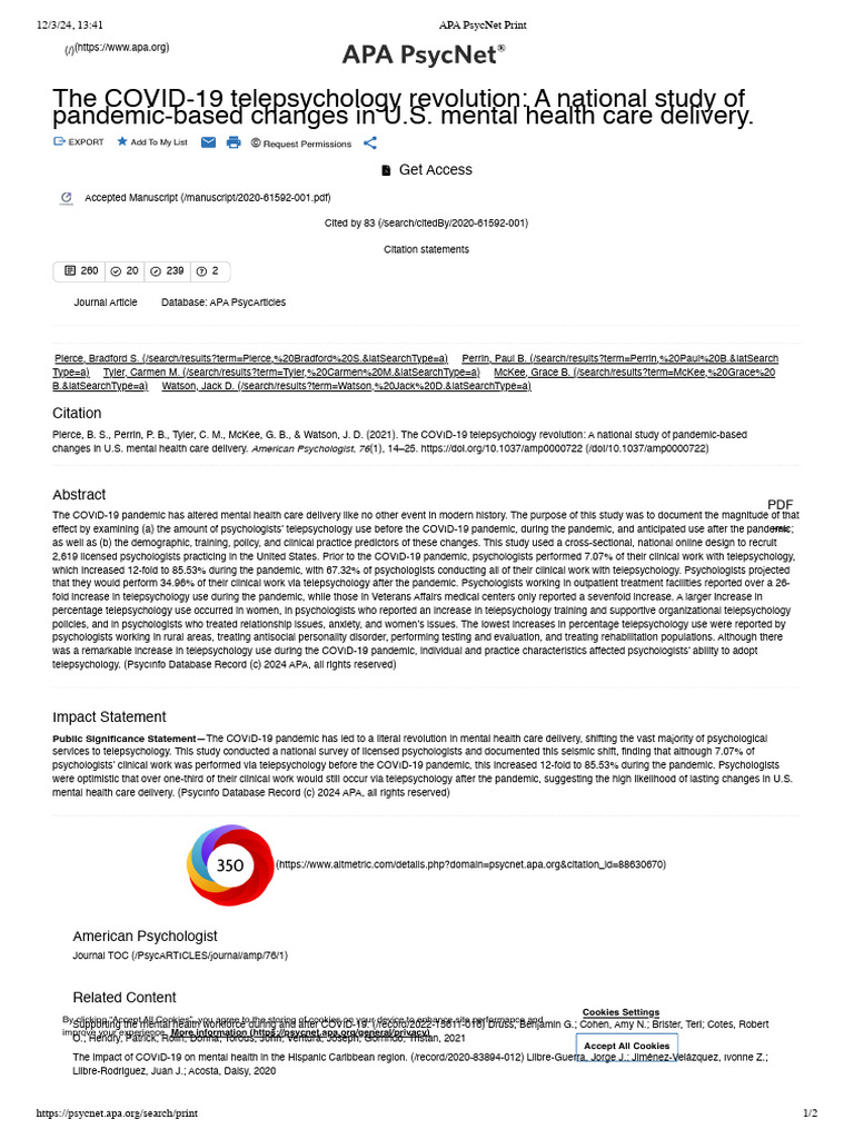 APA PsycNet Print 2 | PDF | Psychologist | American Psychological ...