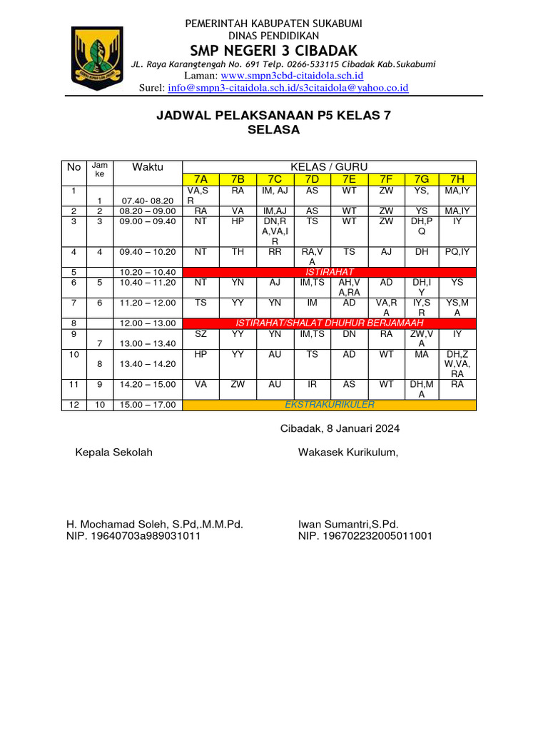 Jadwal P5 2024 | PDF