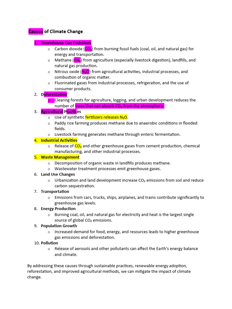 Causes of Climate Change | PDF | Ozone Depletion | Climate Change