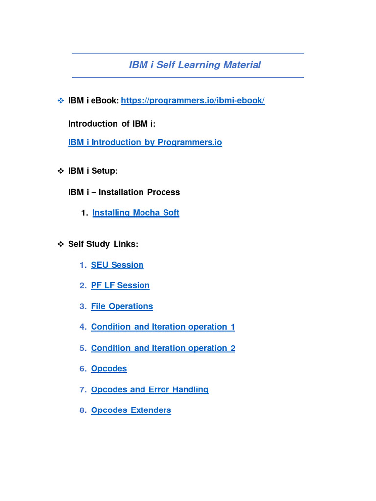 IBM I Self Learning Material | PDF | Ibm Db2 | Computer Programming