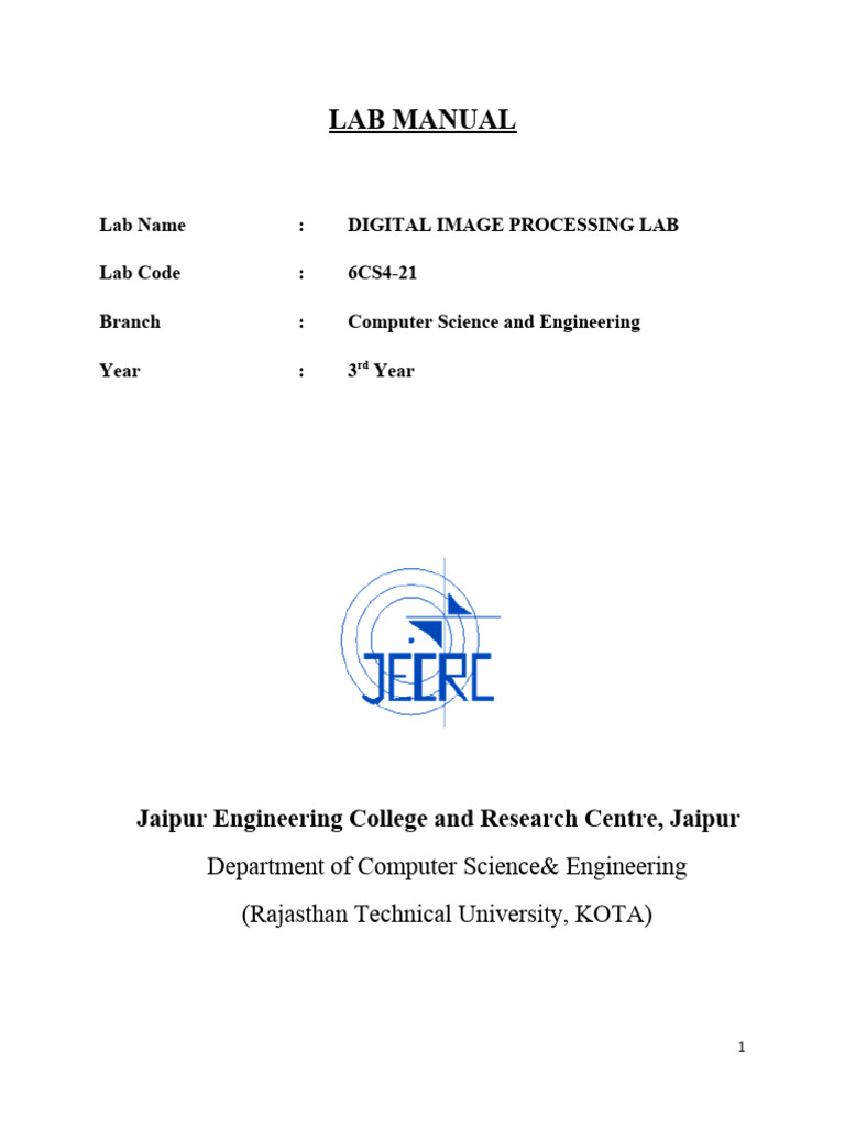 DIP Lab Manual Final | PDF | Engineering | Science