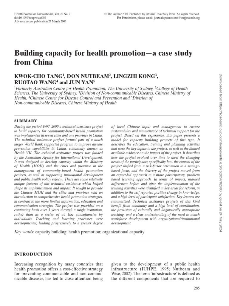Building-capacity-for-health-promotiona-case-study | PDF | Capacity ...